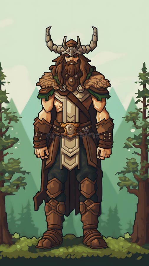 Pixel Druid for 8-bit Video Games Stock Vector - Illustration of ...