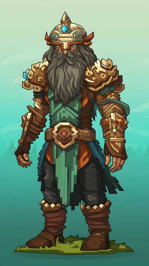 Pixel Druid for 8-bit Video Games Stock Vector - Illustration of ...