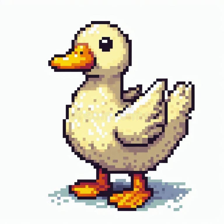 Pixel art duck 8-bit stock illustration. Illustration of poultry ...