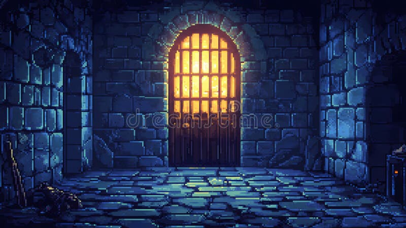 Dungeon Entrance Cave Pixel Art Generative by AI Stock Illustration ...