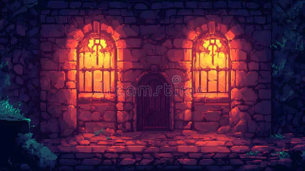 Pixel Art Dungeon Background 8 Bits. Stock Image - Image of concept ...