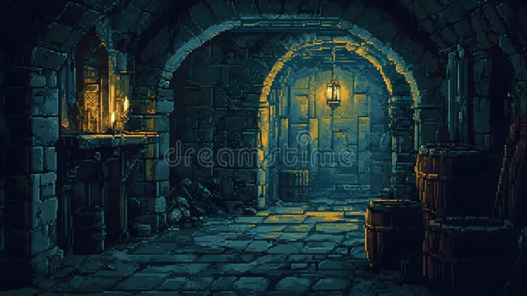 Pixel Art Dungeon Background 8 Bits. Stock Photo - Image of ...