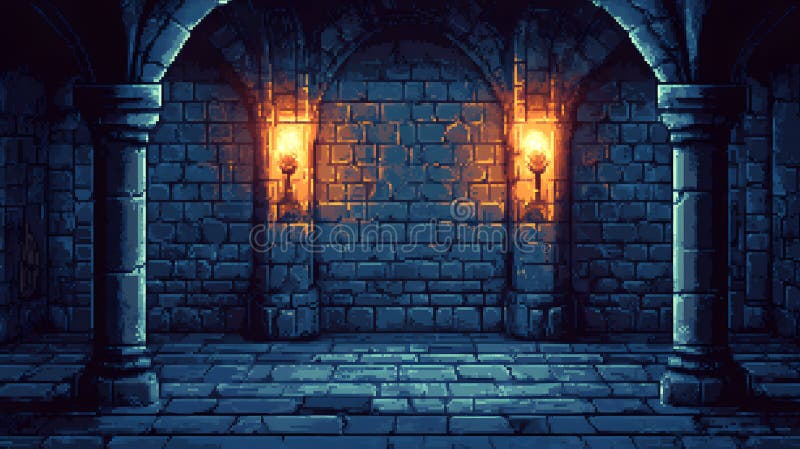 Pixel Art Dungeon Background 8 Bits. Stock Image - Image of fairy ...
