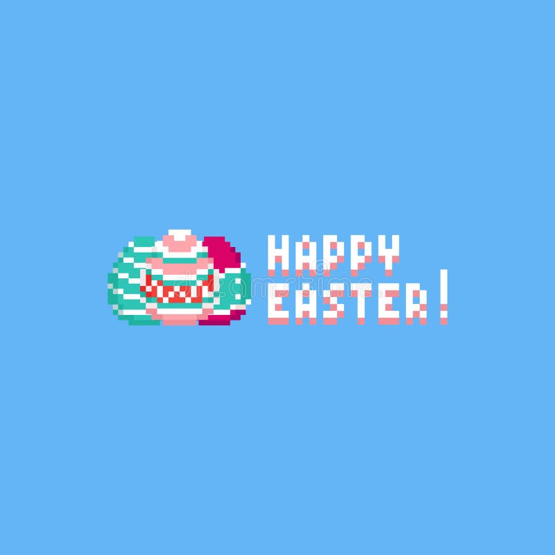 Pixel Easter Eggs with Happy Easter Text.8bit. Stock Vector ...