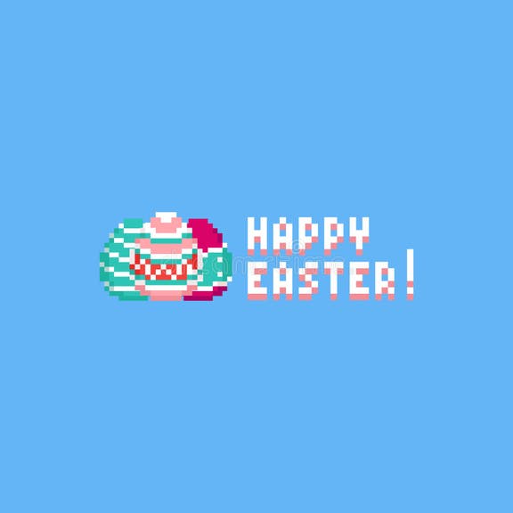 Pixel Easter Eggs with Happy Easter Text.8bit. Stock Vector ...