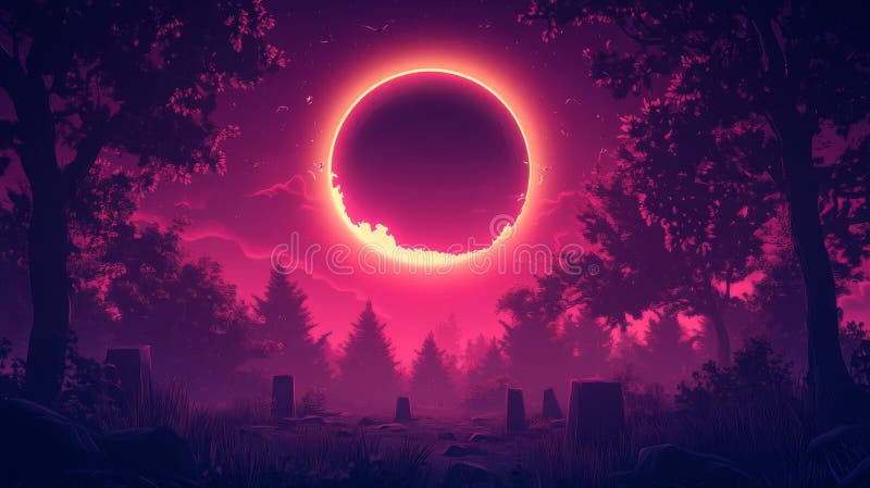 Pixel Art Eclipse Night Forest Stock Illustration - Illustration of ...