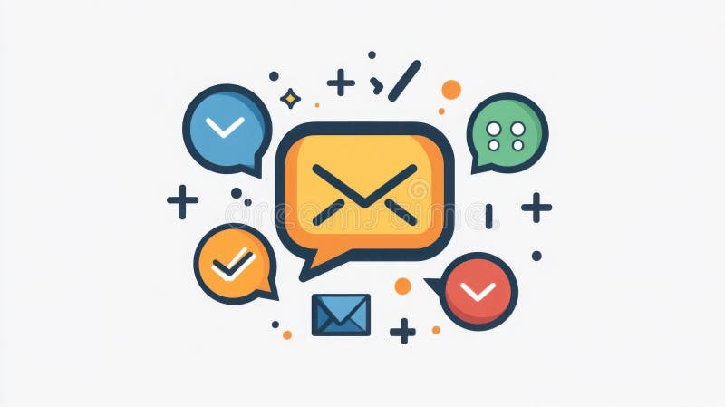 Pixel Art Email Communication Illustration with Checkmarks and Envelope ...