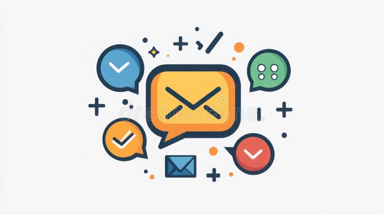 Pixel Art Email Communication Illustration with Checkmarks and Envelope ...