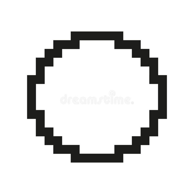 Pixel Art Empty Circle Icon. Pixelated Circle Outline Representing a ...