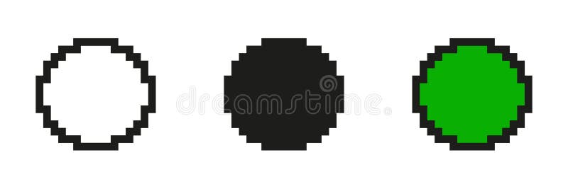 Pixel Art Empty Circle Icon Set. Pixelated Circle Outline Representing ...