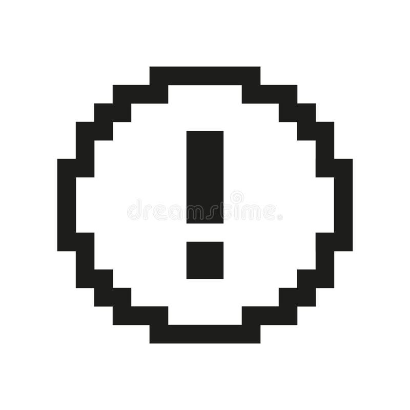 Pixel Art Exclamation Mark in Circle Icon. Pixelated Exclamation Mark ...