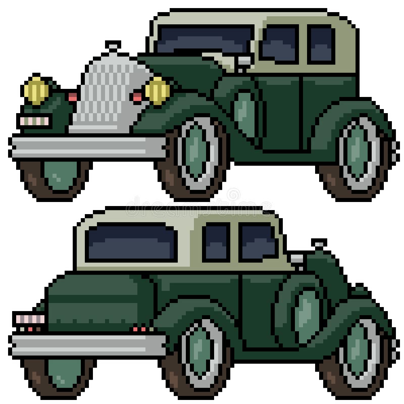 Pixel Art Expensive Ancient Car Stock Vector - Illustration of white ...