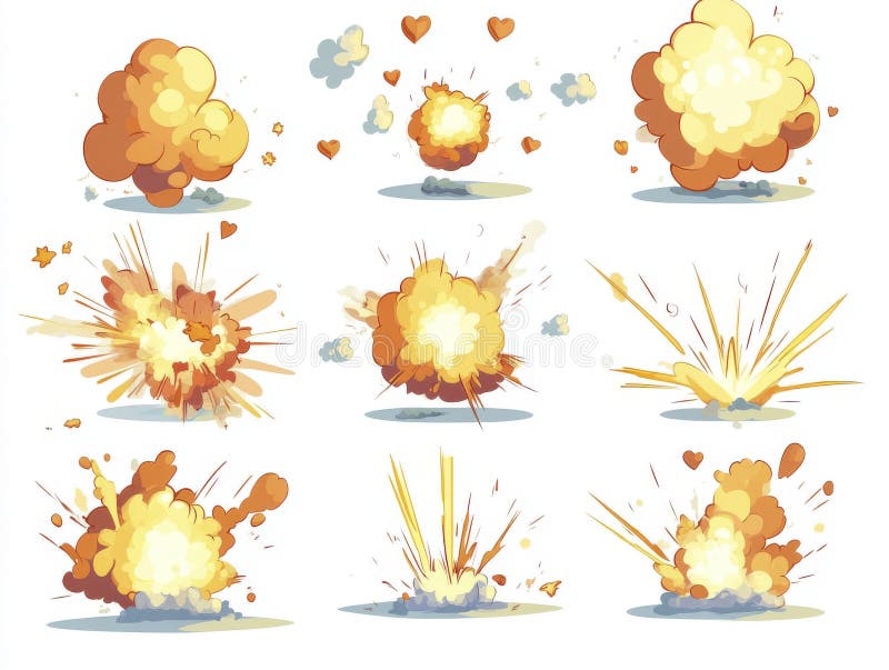 Pixel Art Explosions Orange and Yellow Animation Sprites Stock ...