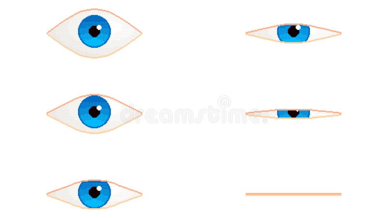 Pixel Art Eye Blinking Set, Open and Closed Eyes. 16 Bit Retro Video ...