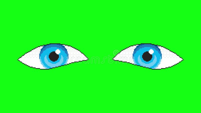 Pixel Art Eyes Looking Around - Looping Animation on Green Screen ...
