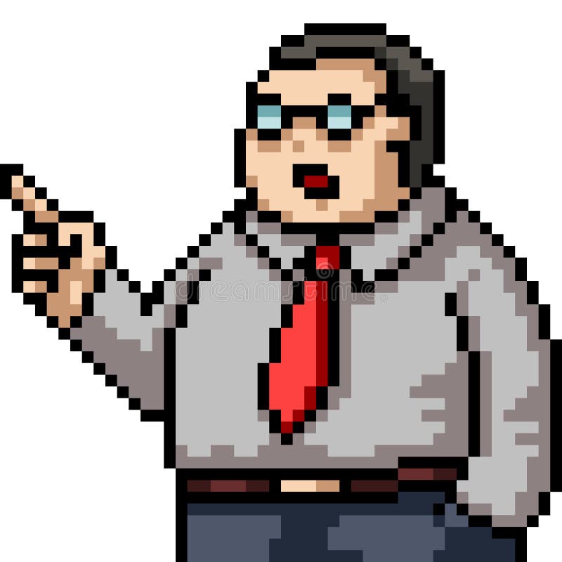 Pixel art fat office boss stock vector. Illustration of cartoon - 265893389