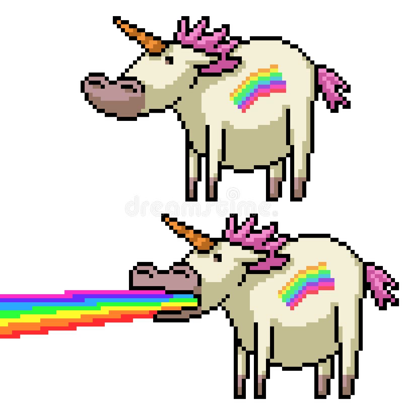 Pixel Art Fat Rainbow Unicorn Stock Vector - Illustration of vector ...