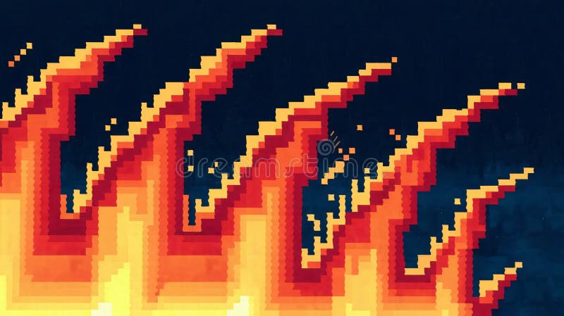 Pixel Art Fire Flames, Abstract Burning Design for High Quality Image ...