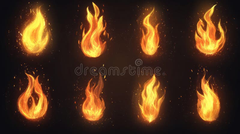 Pixel Art Fire Flames Animation Stock Illustration - Illustration of ...