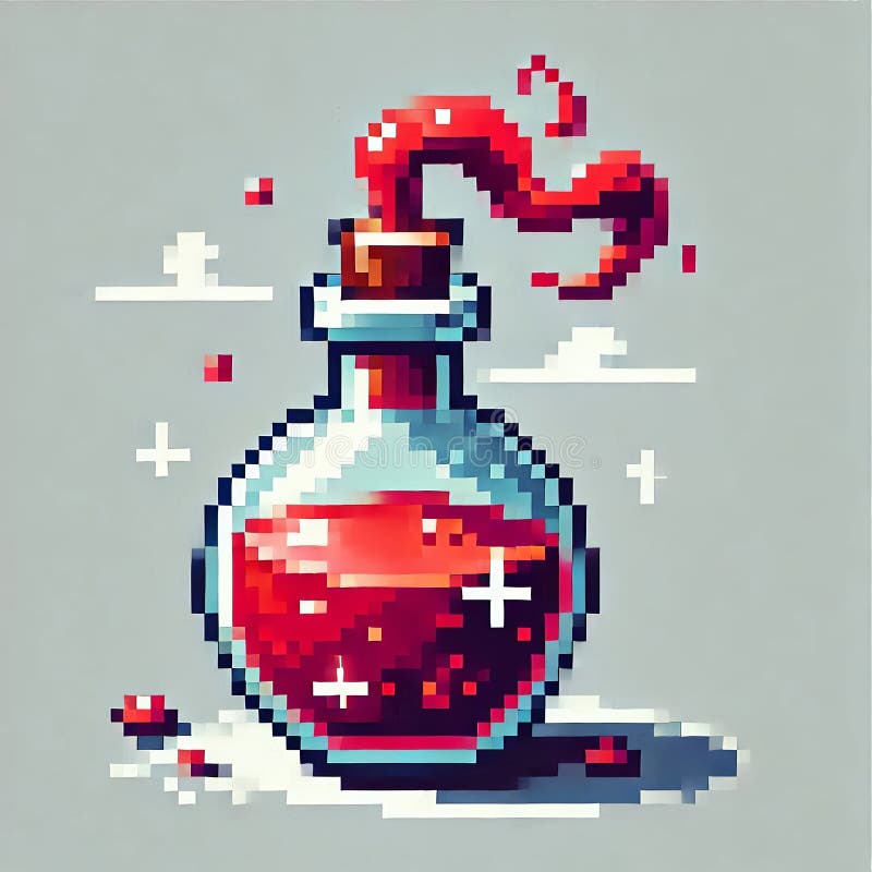 Pixel Art Fire Potion stock illustration. Illustration of pixel - 360229175