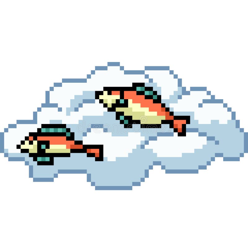 Pixel Art of Fish Swim Cloud Stock Vector - Illustration of transparent ...