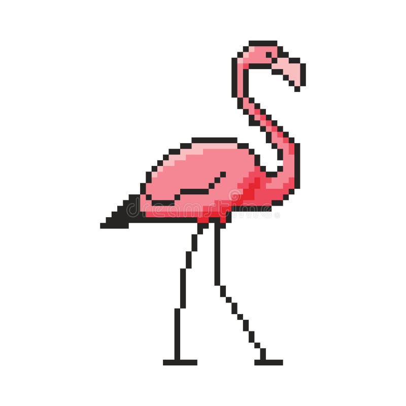 Pixel Art Flamingo Icon in 8 Bit Style. Retro 80s,90s Video Game ...