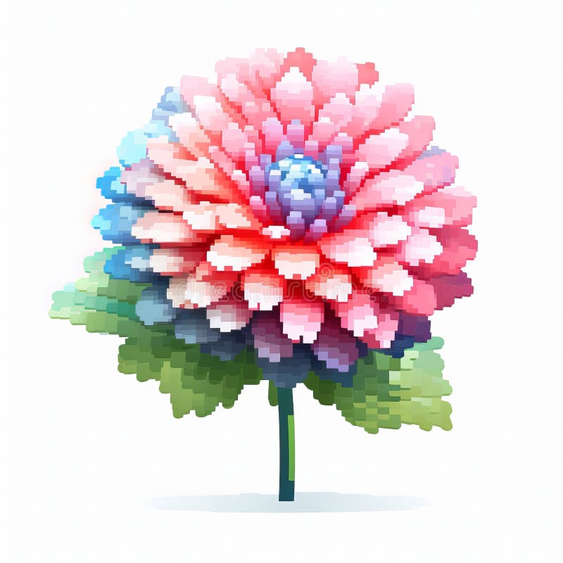 8bit Style Colorful Flower Icon Stock Illustration on White Background ...