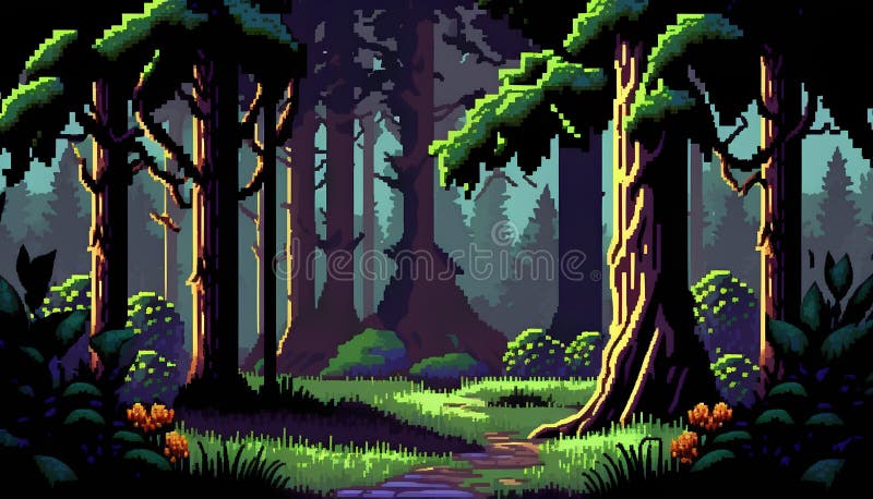 Pixel Art Illustration of a Campfire in the Forest with a Tent Stock ...