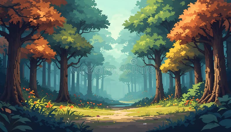 Enchanting Pixel Forest Concept: a Vibrant, 8-Bit Inspired Digital ...