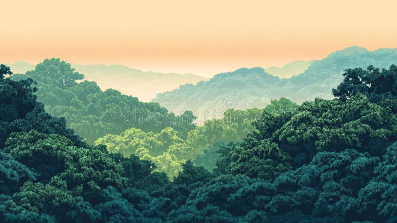 Pixel Art Forest Landscape at Sunrise Stock Illustration - Illustration ...