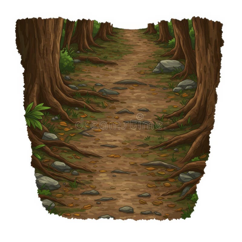 Pixel Art Forest Path: Brown Dirt Trail among Trees Stock Illustration ...