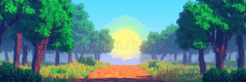 Pixel Art Forest Path Sunrise Stock Photos - Free & Royalty-Free Stock ...