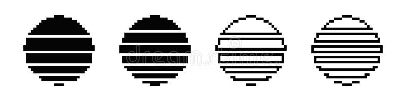 Pixel Art Four Black and White Striped Ovals Stock Vector ...