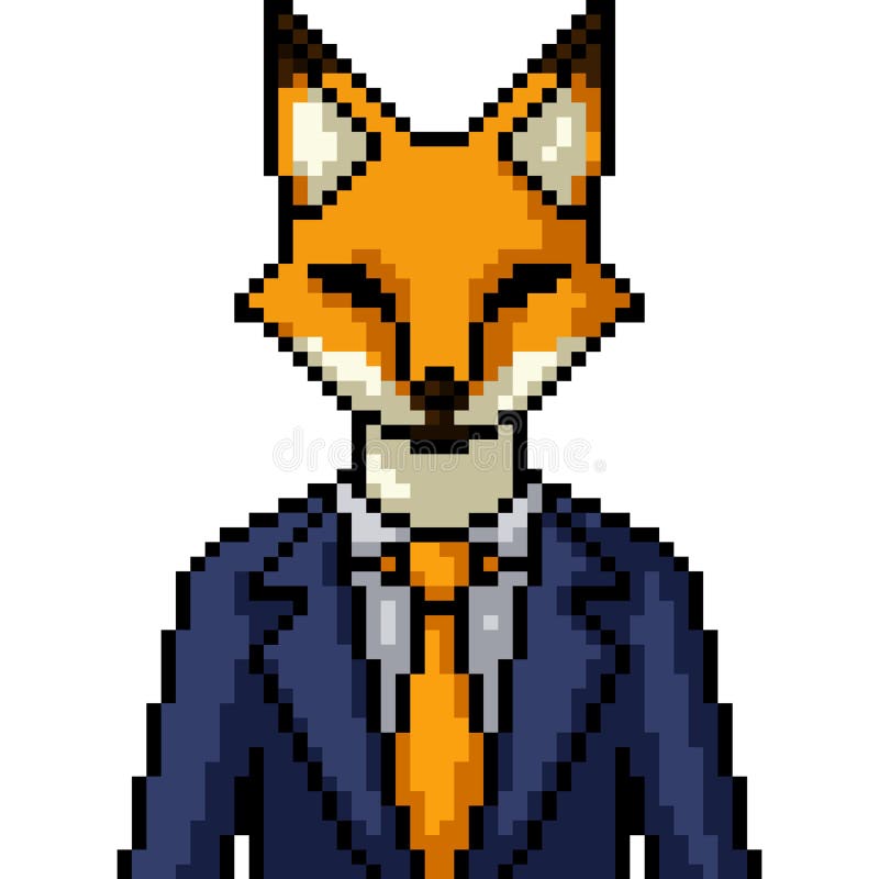 Pixel Art of Fox Business Suit Stock Vector - Illustration of ...
