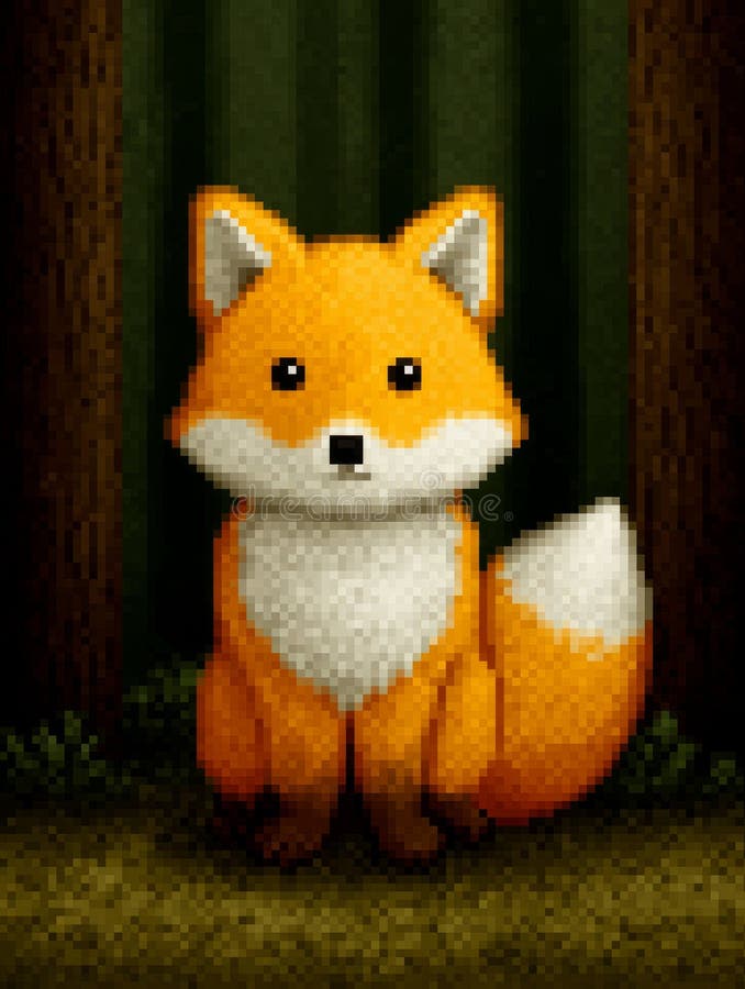 Pixel Art Fox in a Forest Setting. Stock Image - Image of 8bit ...