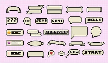 Pixel Art Frames. Retro 8 Bit Buttons, Arrows, Speech Bubble Messages ...