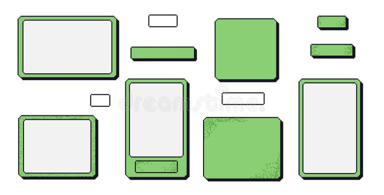 Pixel Art Frames Set. 8 Bit Geometric Borders Stock Illustration ...