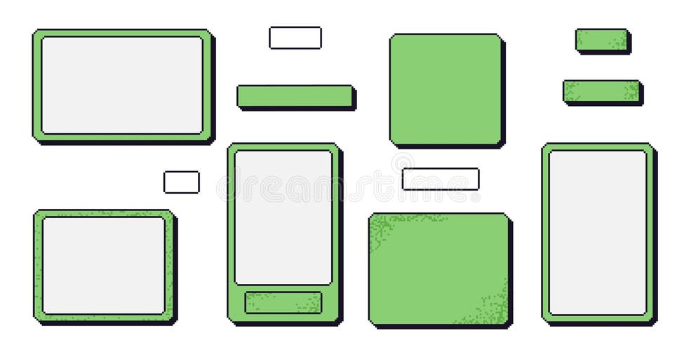 Pixel Art Frames Set. 8 Bit Geometric Borders Stock Illustration ...