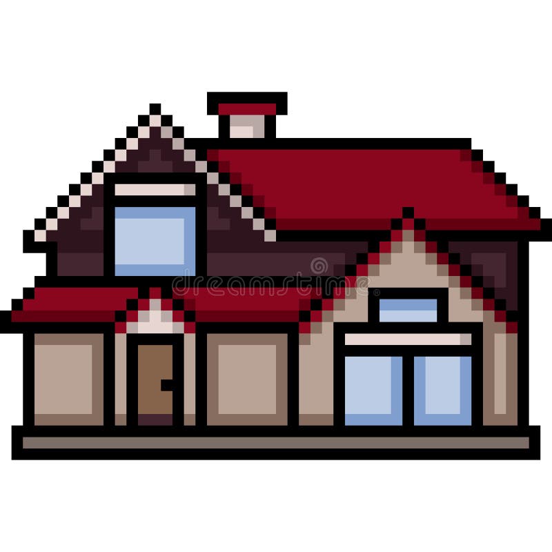 Pixel Art Front Modern House Stock Vector - Illustration of town, icon ...