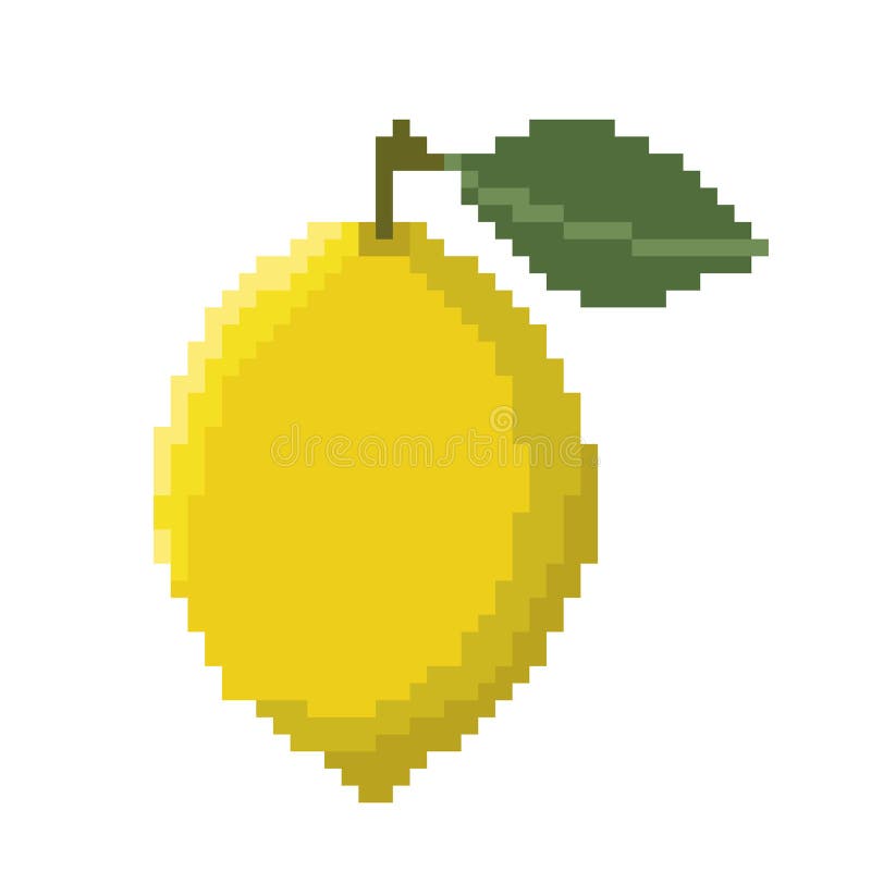 Pixel Art Fruit Lemon Isolated on White Background. Stock Vector ...