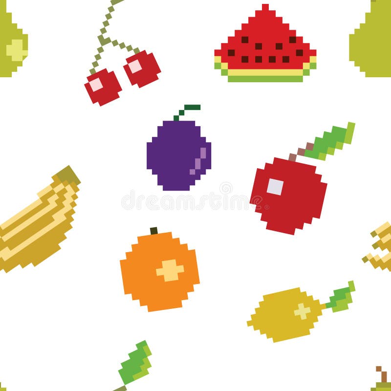 Pixel Art Fruit Seamless Pattern Do Vetor Ilustração do Vetor ...