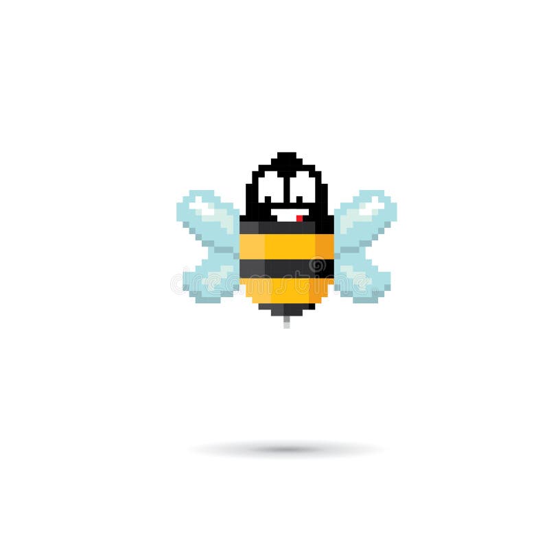 Pixel Art Funny Bee on White. Stock Vector - Illustration of honey ...