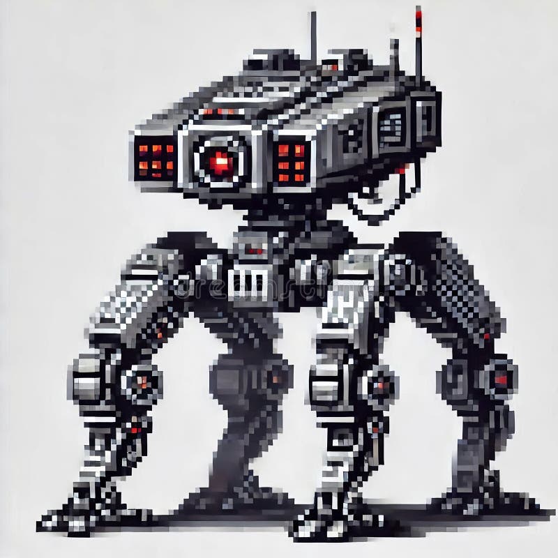 Pixel Art War Mech stock illustration. Illustration of warfare - 360231841