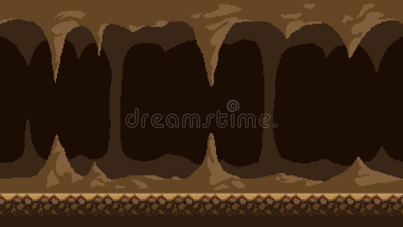 Pixel Art Game Background, Underground Cave with Stalactites and ...