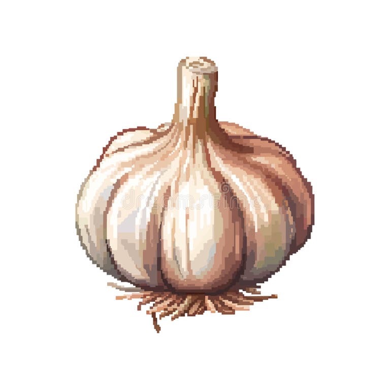 Pixel Art Garlic Bulb with Realistic Texture. Vector Icon Design Stock ...