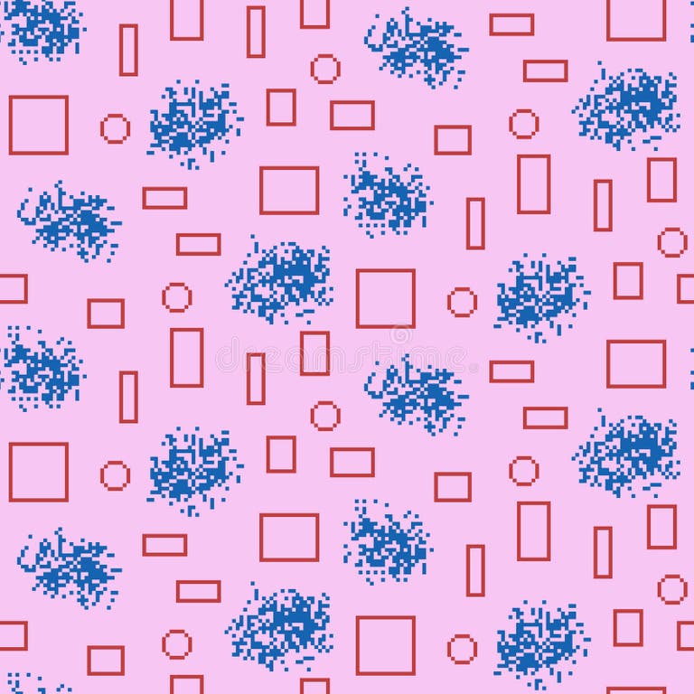 Pixel Art Geometric Seamless Pattern. Circular and Rectangle Ornament 8 ...