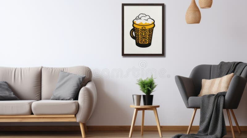 Pixel Art German Pilsner Plaque Mockup on White Wall Stock Illustration ...
