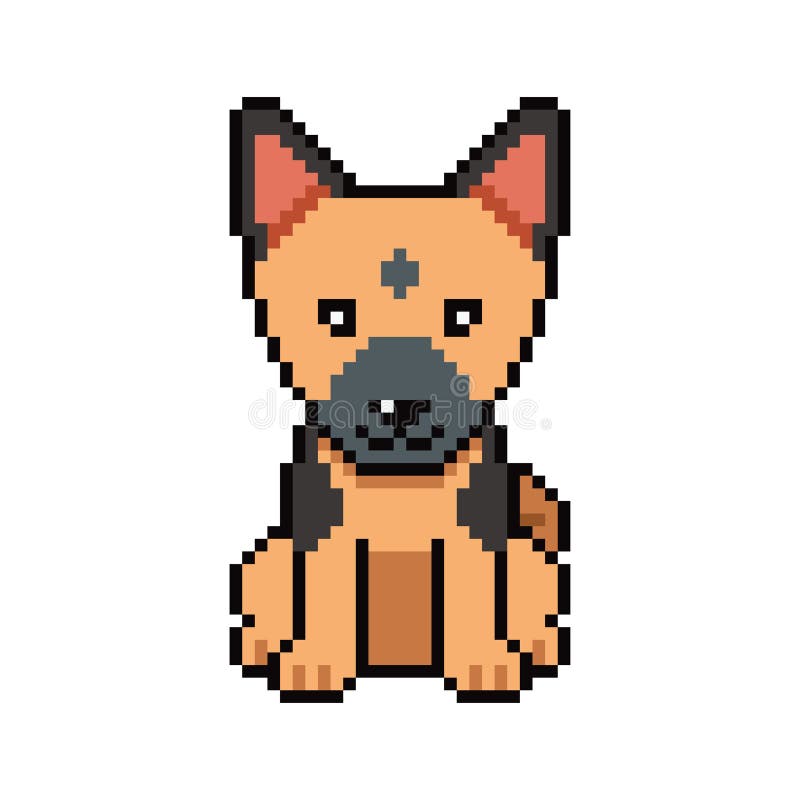 Pixel Art German Shepherd Dog Vector in Retro Style Stock Vector ...