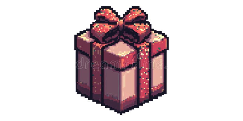 Pixel Art Gift Box with Red Ribbon Isolated on Transparent Background ...