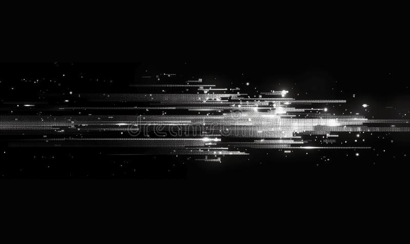 Pixel Art Glitch Effect Overlay with Horizontal Motion Trail on Black ...